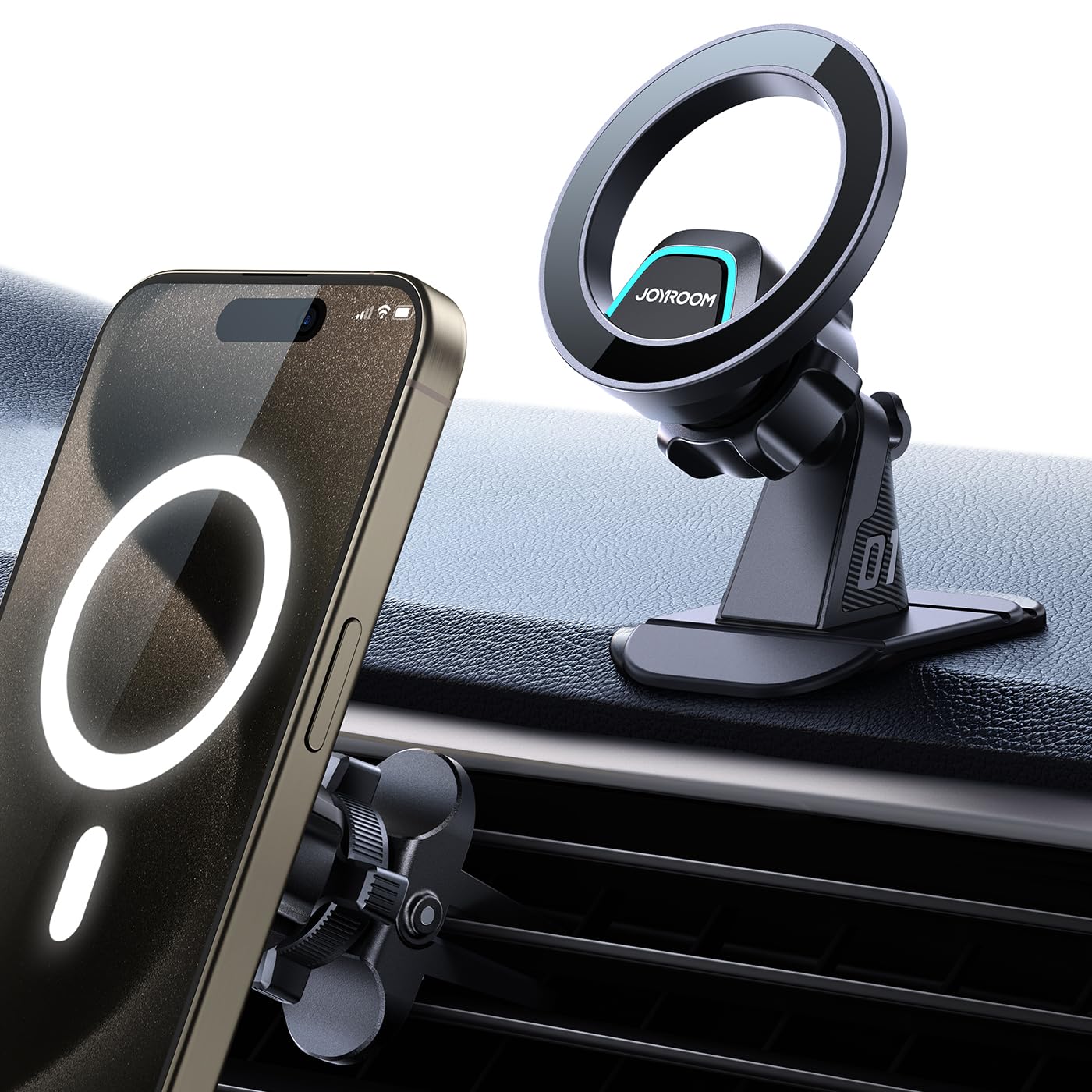 JOYROOM Fits MagSafe Car Mount, [Dashboard & Air Vent] 2 in 1 Super Stable Magnetic Car Phone Mount Fit for iPhone 15 14 13 12 Pro Max Plus Mini & MagSafe Case & All Phone