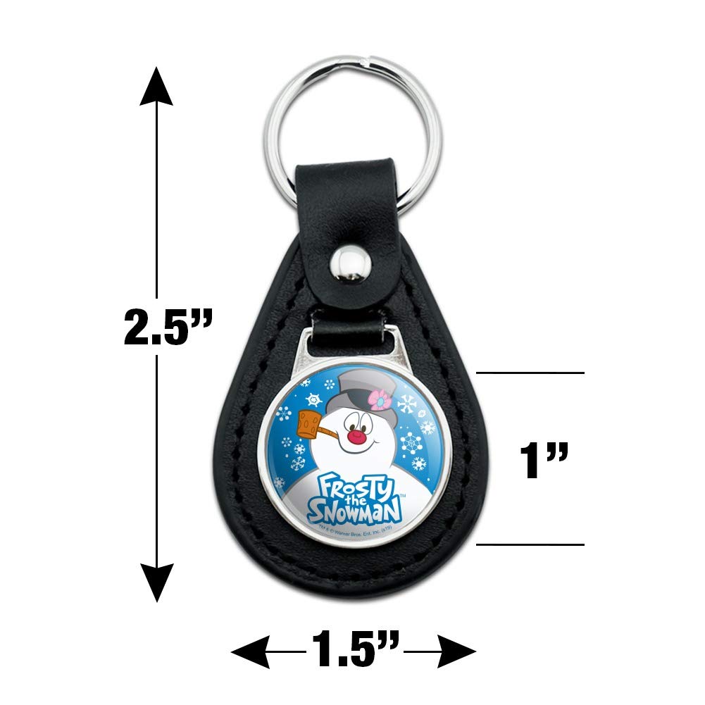 GRAPHICS & MORE Black Leather Frosty the Snowman Snowing Keychain