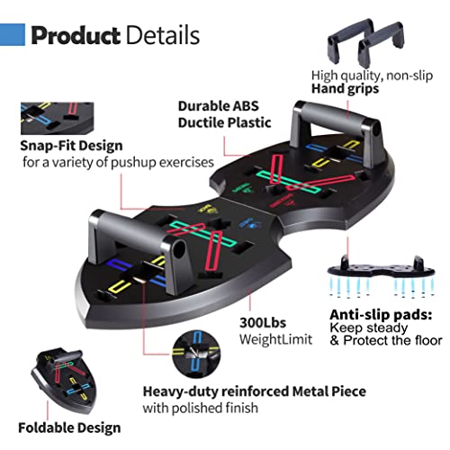 LALAHIGH Portable Home Gym System for Men and Women: Push Up Board, Different Fitness Accessories with Resistance Bands dynamic handles and nonslip pads-Professional Strength Training Exercise