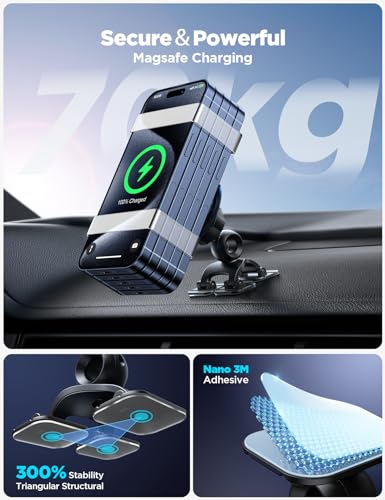 JOYROOM for MagSafe Car Mount Charger, 2024 Upgraded 15W Fast Charging Magnetic Wireless Car Charger Suitable for [Vent+Dash+Wall], for Magsafe Charger Car Phone Holder Mount for iPhone 15/14/13/12