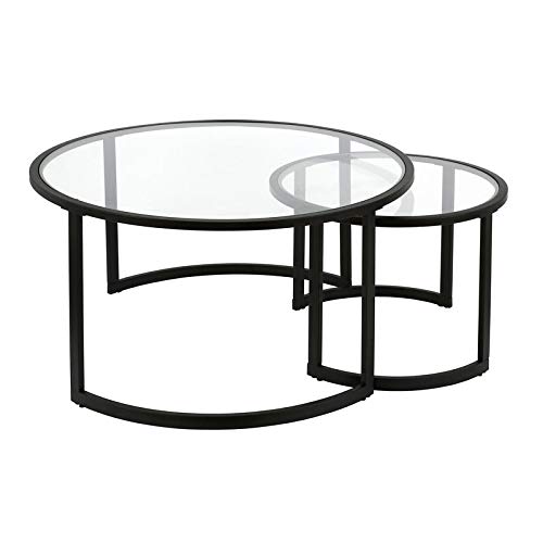Henn&Hart 18.5" Nested Round Metal Black Coffee Table Black Bronze