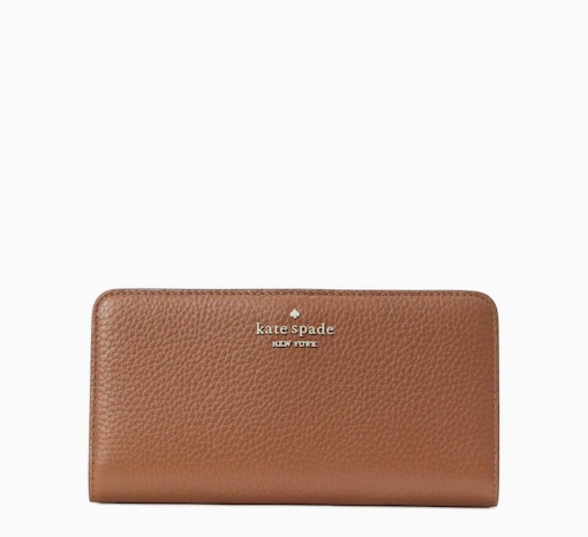 Kate Spade Dumpling Pebbled Leather Large Slim Bifold Wallet Warm Gingerbread