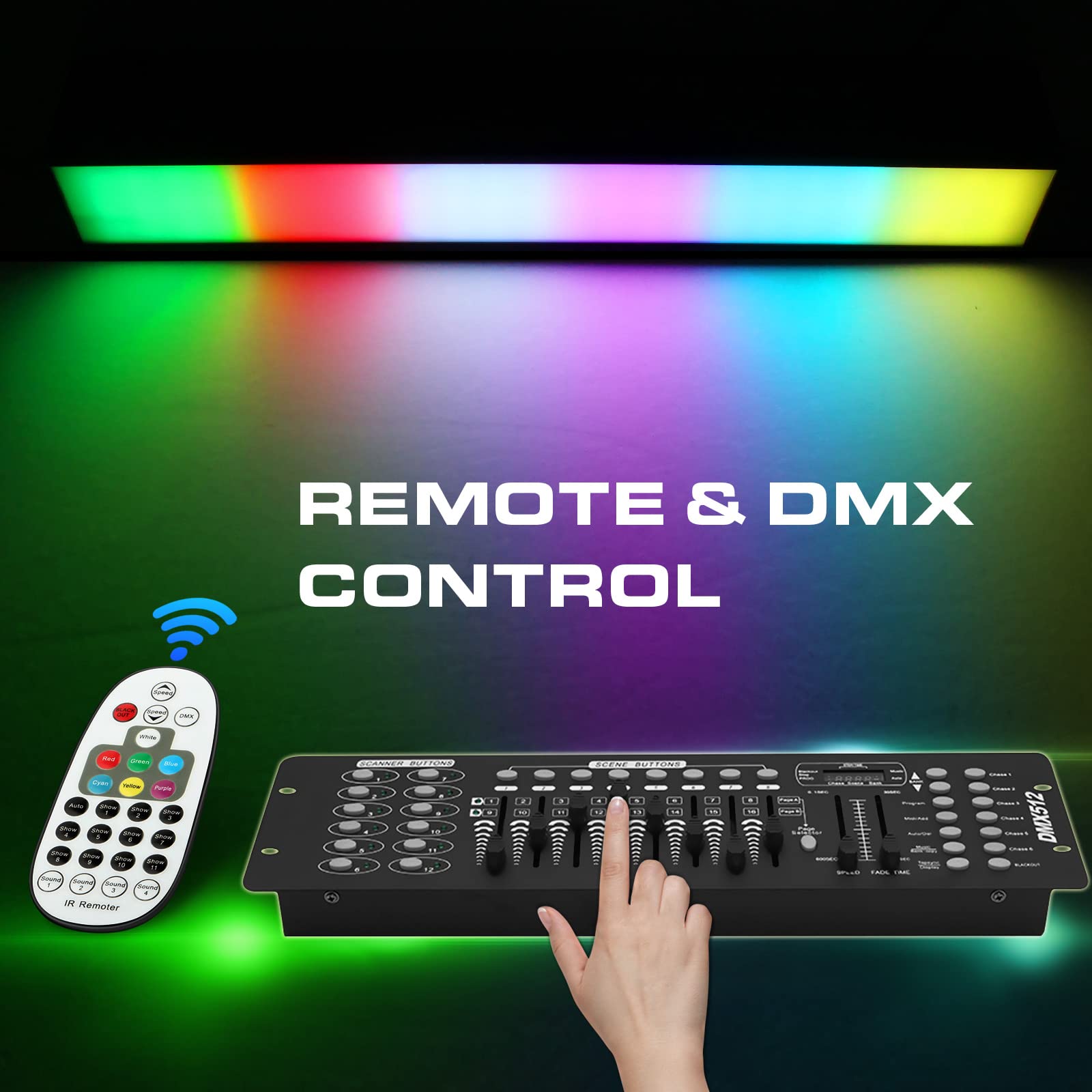LED Stage Wash Light Bar - OPPSK 16” 72LEDs RGB Wall Washer Light with Chase Function Sound Activated Auto Programs DMX Light Bar for Wedding Party Church Christmas Stage Lighting