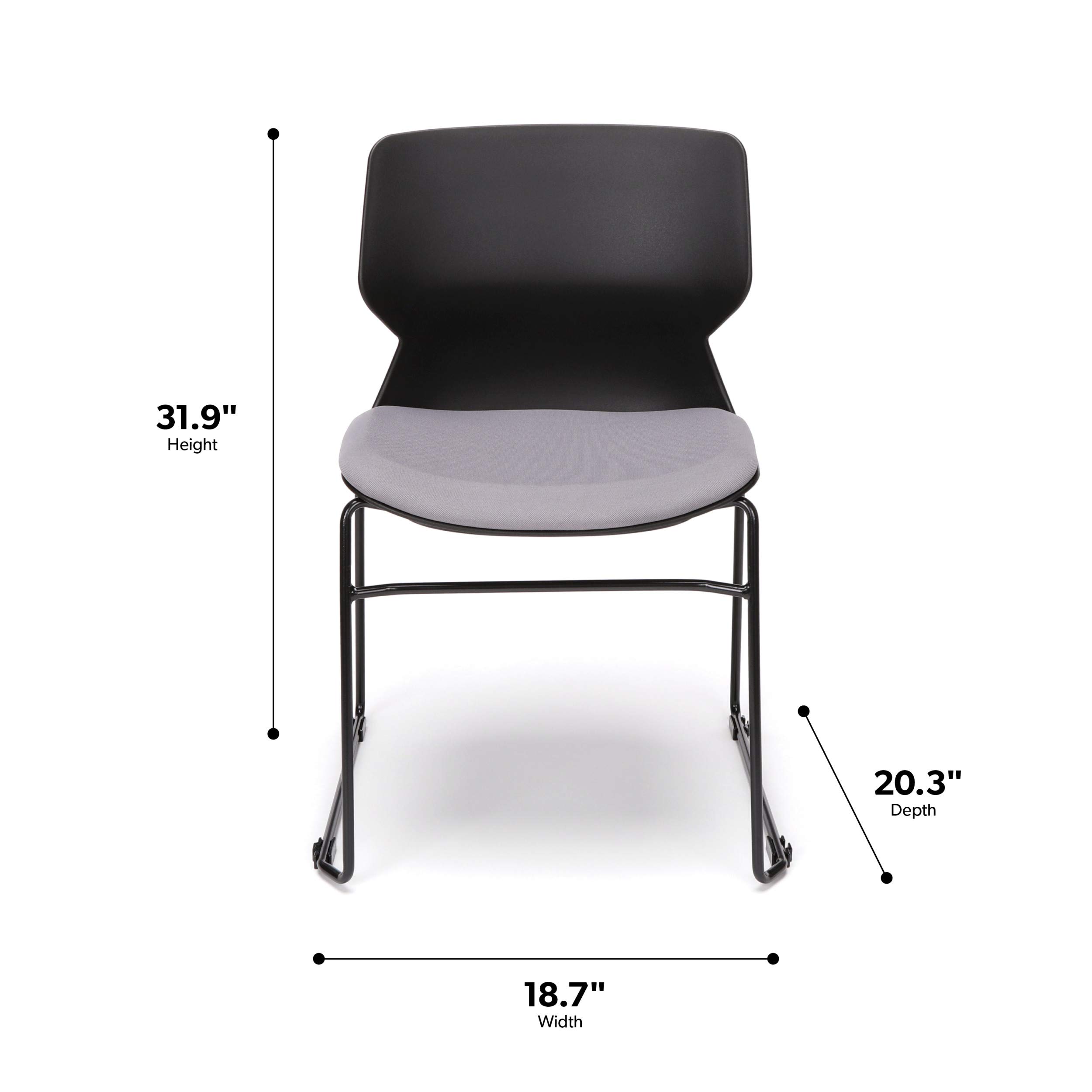 HON Basyx Contempo Guest Chair, Sled Base, 2 Pack, Black/Charcoal
