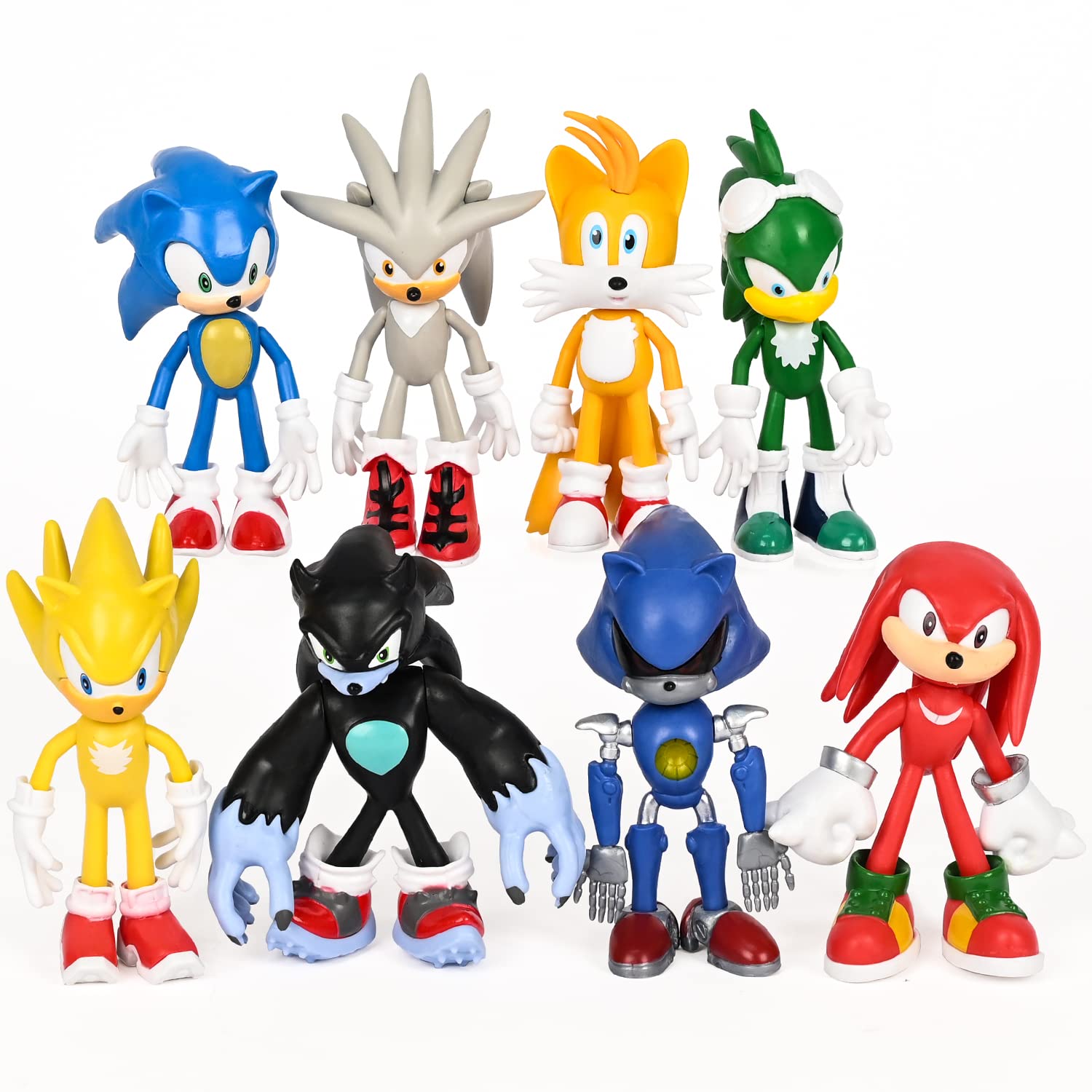 MEDS Sonic Toys Action Figures, 4.8'' Tall, Party Supplies Gift for Kids (Pack of 8)
