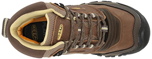 KEEN Women's Ridge Flex Mid Height Waterproof Hiking Boots, Safari/Custard, 8