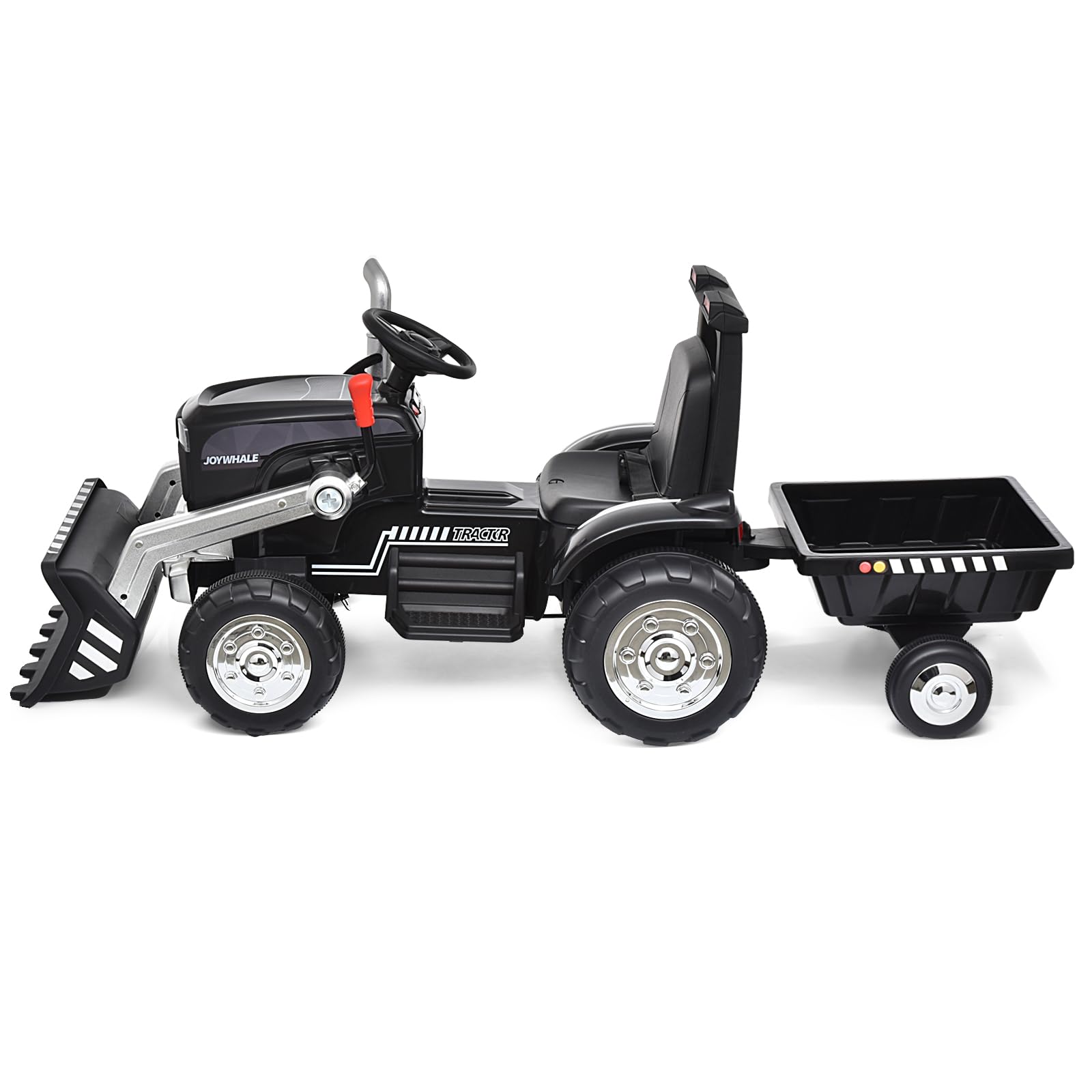 Joywhale 12V Kids Ride on Tractor with Trailer Battery Powered Motorized Electric Car for Kids Ages 3-6, with Detachable Trailer, 2.4G Remote Control, Exhaust Pipe & Bright Headlight, Pink