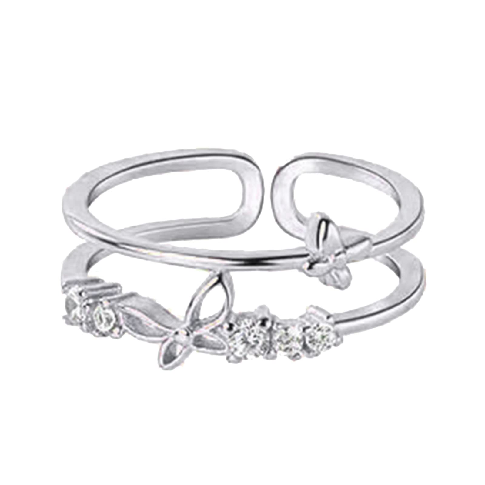 JPOQW To My Daughter Butterfly Ring Rhinestone Minimalist Anxiety Gift For Her Back School (Silver, One Size) 12 grams