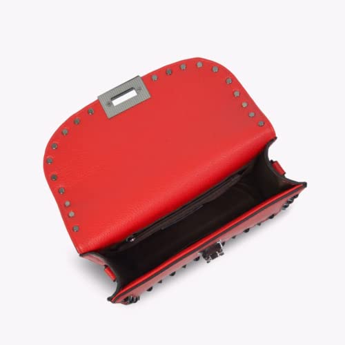 MERSI Ruby Crossbody Purse - Gorgeous Vegan Leather with Stunning Studded Detail - Includes Two Adjustable Shoulder Straps for a Comfortable Carrying Experience - Red