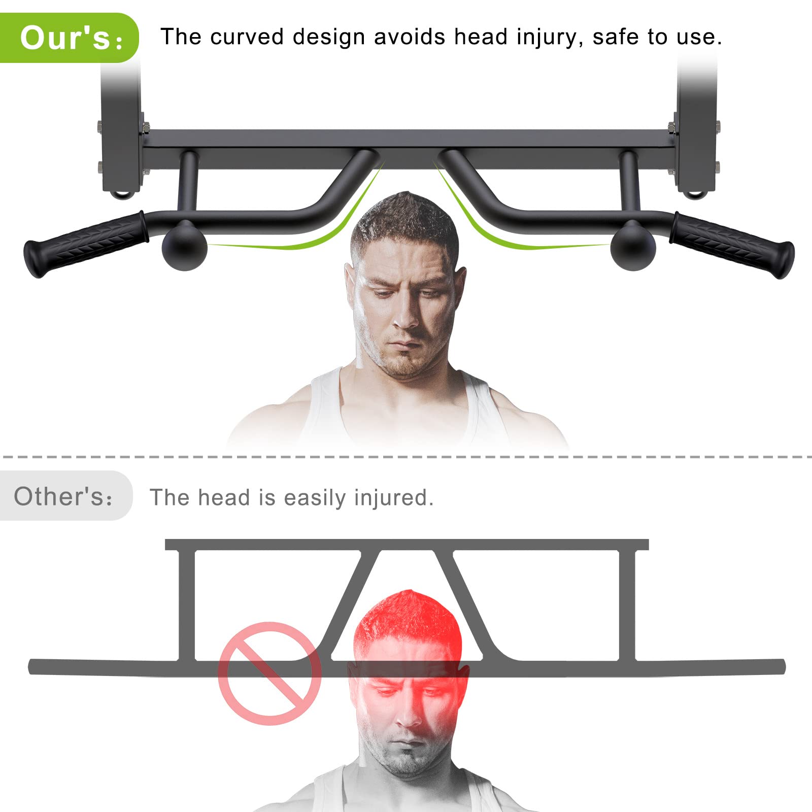 Kipika Multifunctional Joist Mounted Pull Up Bar, 4 Levels of Height Adjustment, Multi-Angle Grip, Chin Up Bar Joist Mount, Home Gym Workout Strength Training Equipment