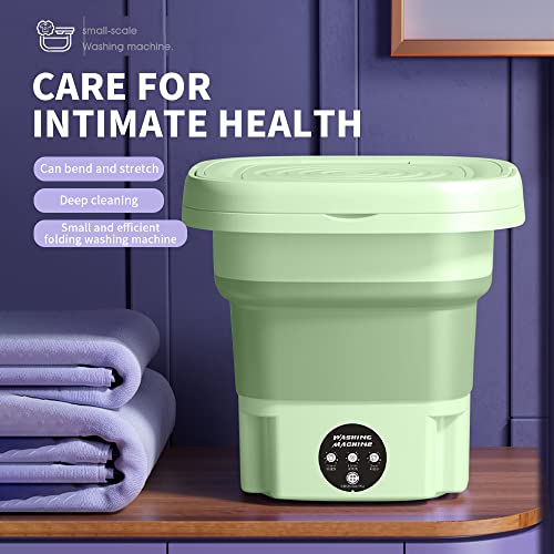 ifayhome Portable Washing Machine, Foldable Mini Small Washer for Baby Clothes, Underwear or Small Items, Suitable for Apartment, Laundry, Camping, RV (Green)
