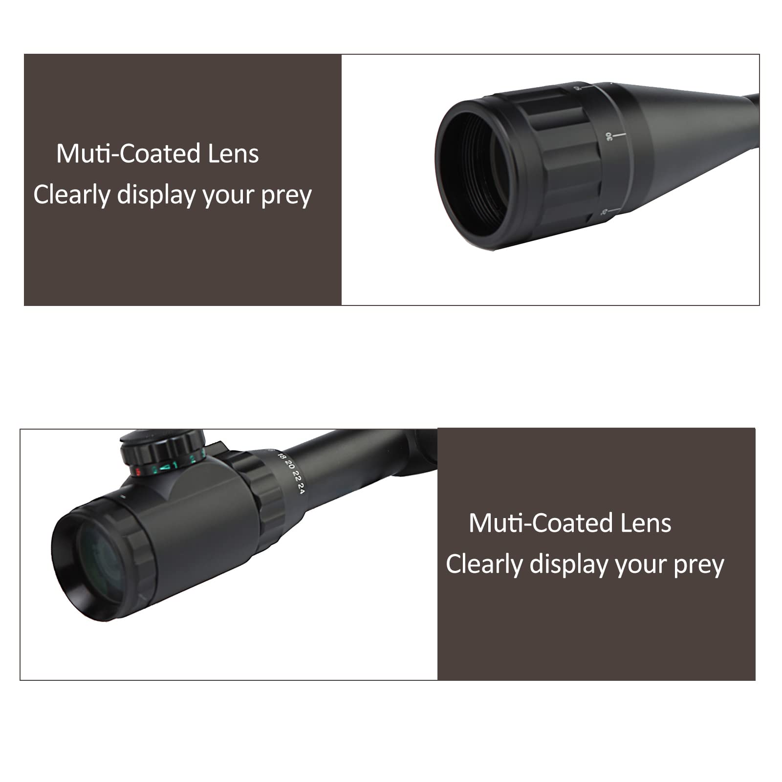 Jacgood 6-24x50 Rifle Scope for Hunting, Red & Green Illuminated Scope with Flip Up Scope Covers