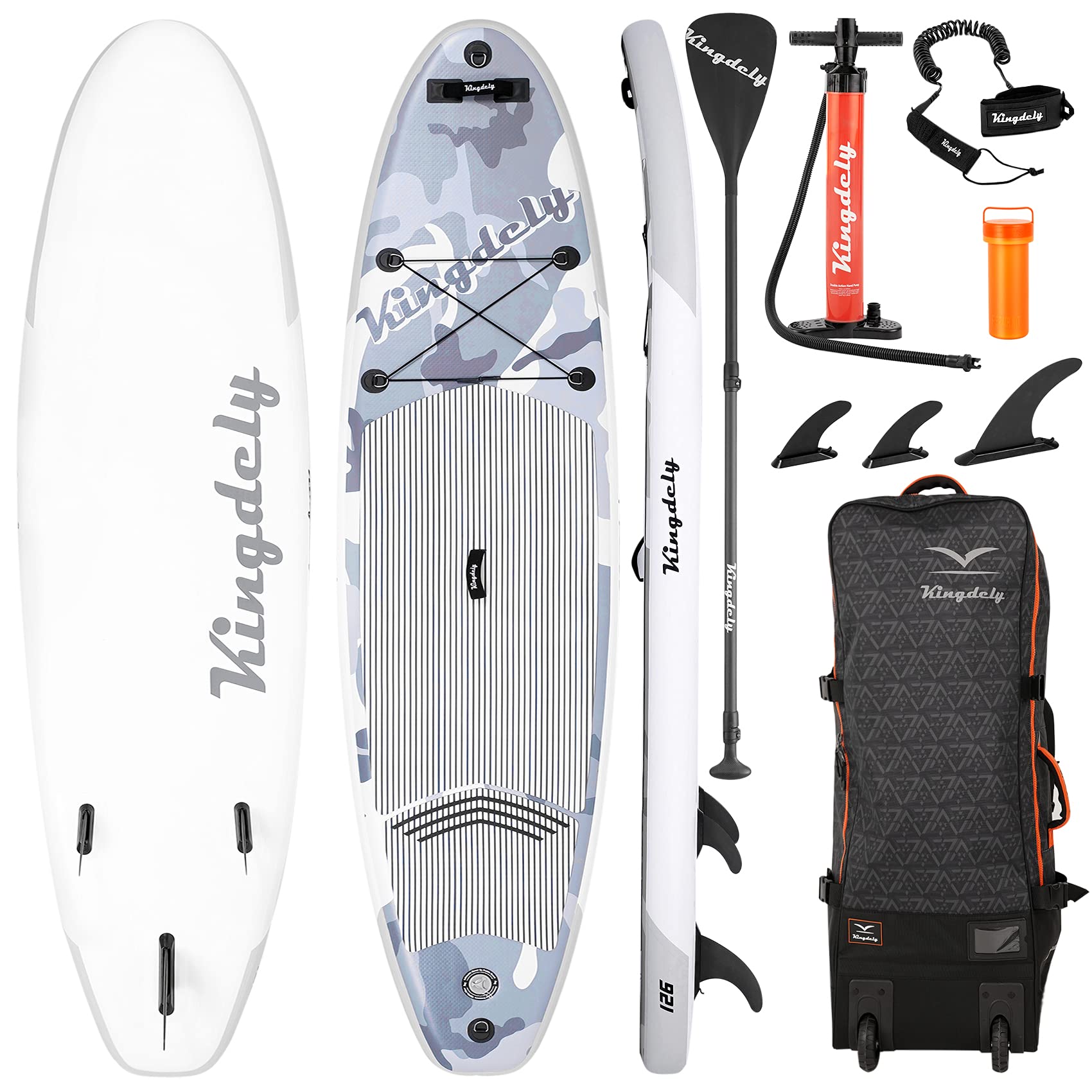 Inflatable Stand Up Paddle Board (6 inches Thick), SUP Paddle Board with Durable Backpack for beginners, Wide Stance, Non-Slip Deck, Surf Control, Paddle, Leash and Pump,10.6ft Gray Sup PaddleBoard