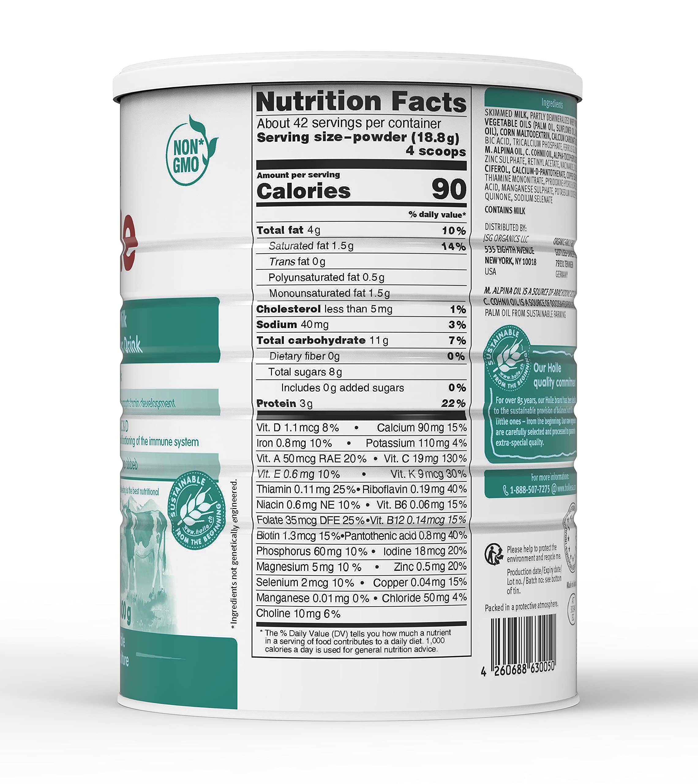 Holle A2 Non-GMO - European Whole Milk Toddler Drink - with DHA for Healthy Brain Development - 1 Year & Up