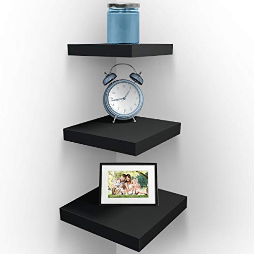 Sorbus Floating Shelves Bundle - Set of 5 Wall Shelves - 2 Square Tile Shelves & 3 Flat Floating Shelves - Hanging Wall Shelves for Home Decor