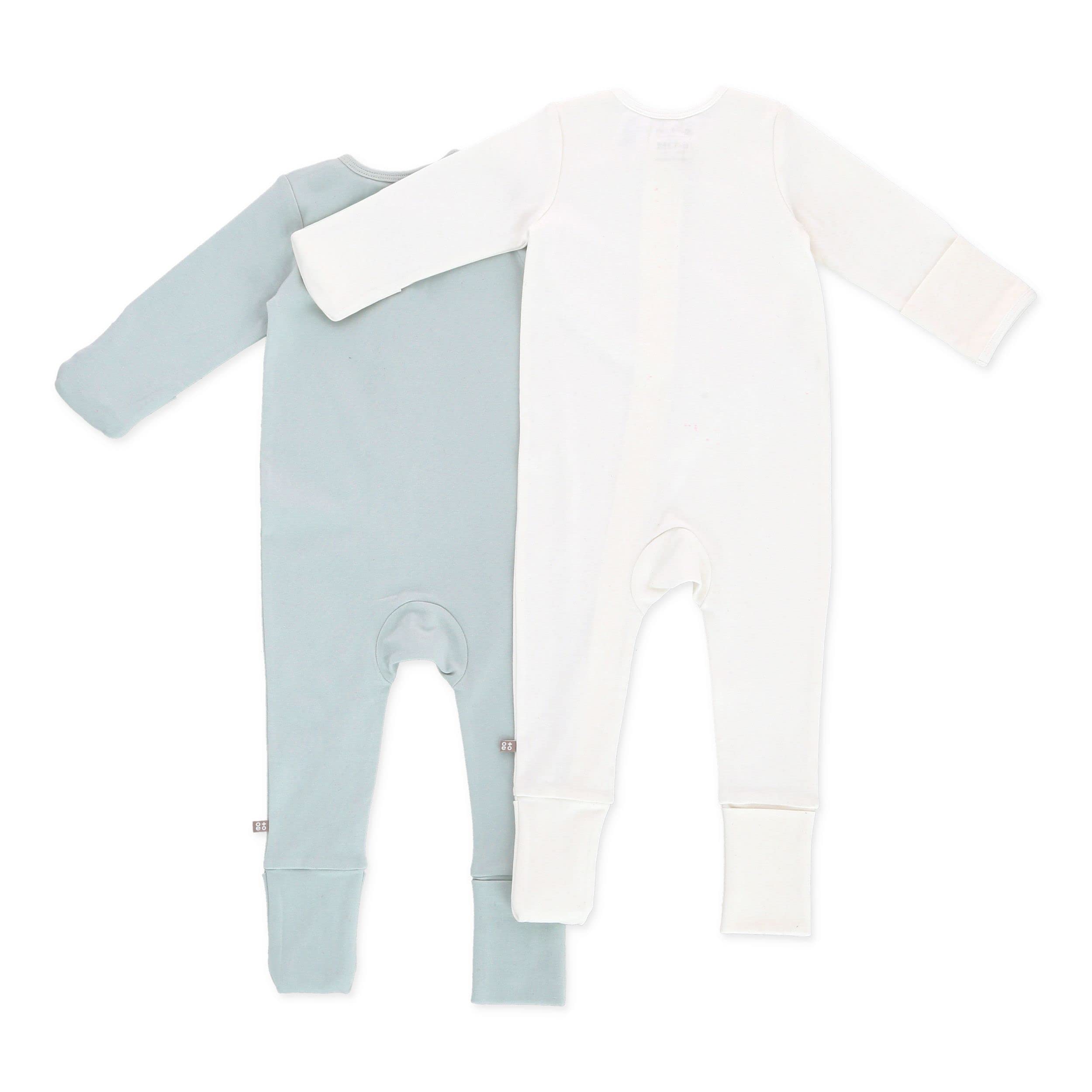 OETEO Organic Cotton Zippy Baby Jumpsuits Zipper Rompers (Green, 3-6 Months)