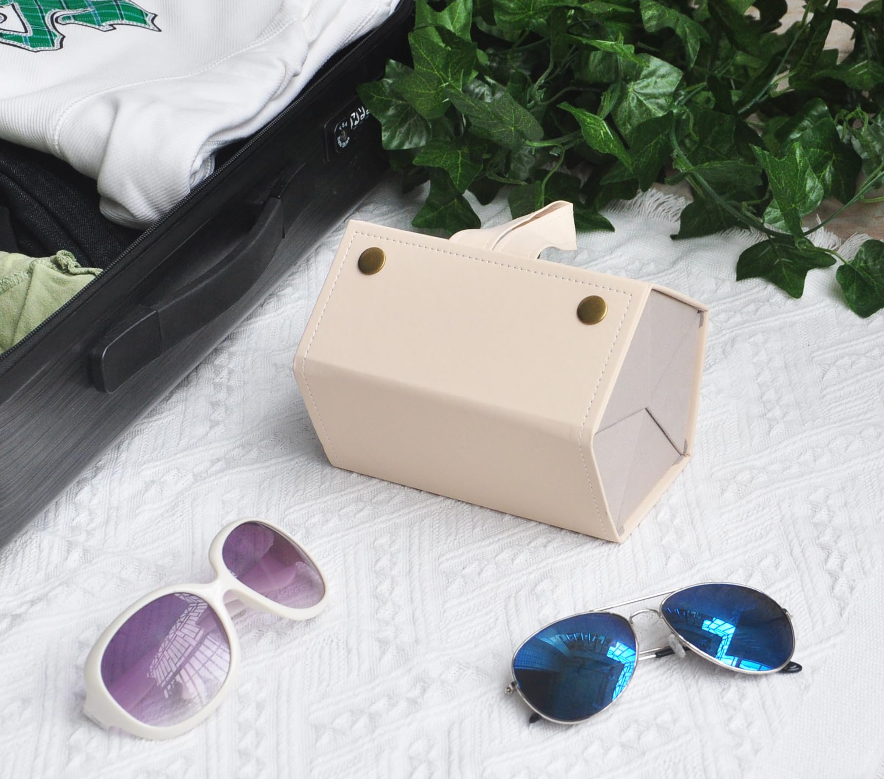 Kenpal Sunglasses Storage Organizer Holder Foldable Travel Case with 5 Slot Compartments for Multiple Glasses (Green)