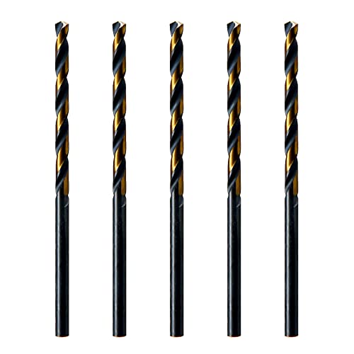 MAXTOOL 3/64" 5pcs Identical Jobber Length Drills HSS M2 Twist Drill Bits Fully Ground Black & Bronze Straight Shank Drills; JBF02H10R03P5