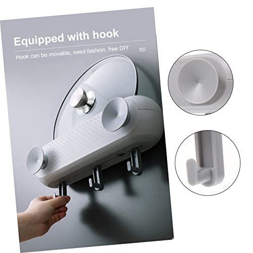 YARNOW 1pc Storage Rack Washcloth Holder Pan Holder Pot Lid Rack Wall Shelf Brackets Pot Lid Holder Pot Lid Storage Rack Wall Organizer Rack Chopping Board Stand Tableware Plastic Grey