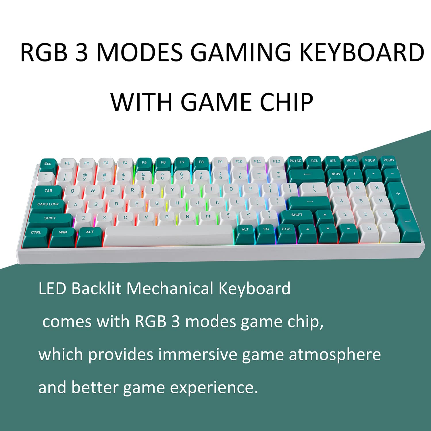 ONE METER Wireless Mechanical Keyboard, RGB Backlit Full Size 100 Keys with Hot Swappable Gateron Switches and PBT Keycaps, Bluetooth5.0/2.4G/Wired Rechargeable Gaming Keyboard for Mac Windows PC
