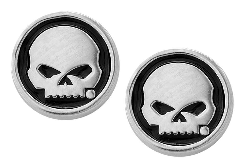 Harley-Davidson Women's Black Enamel Willie G Skull Post Style Earrings HDE0499