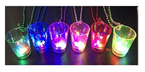 Light Up Flashing LED Shot Glass Mardi Gras Bead Necklace - 12 Pack - Tons of fun for that next party or New Year's Eve