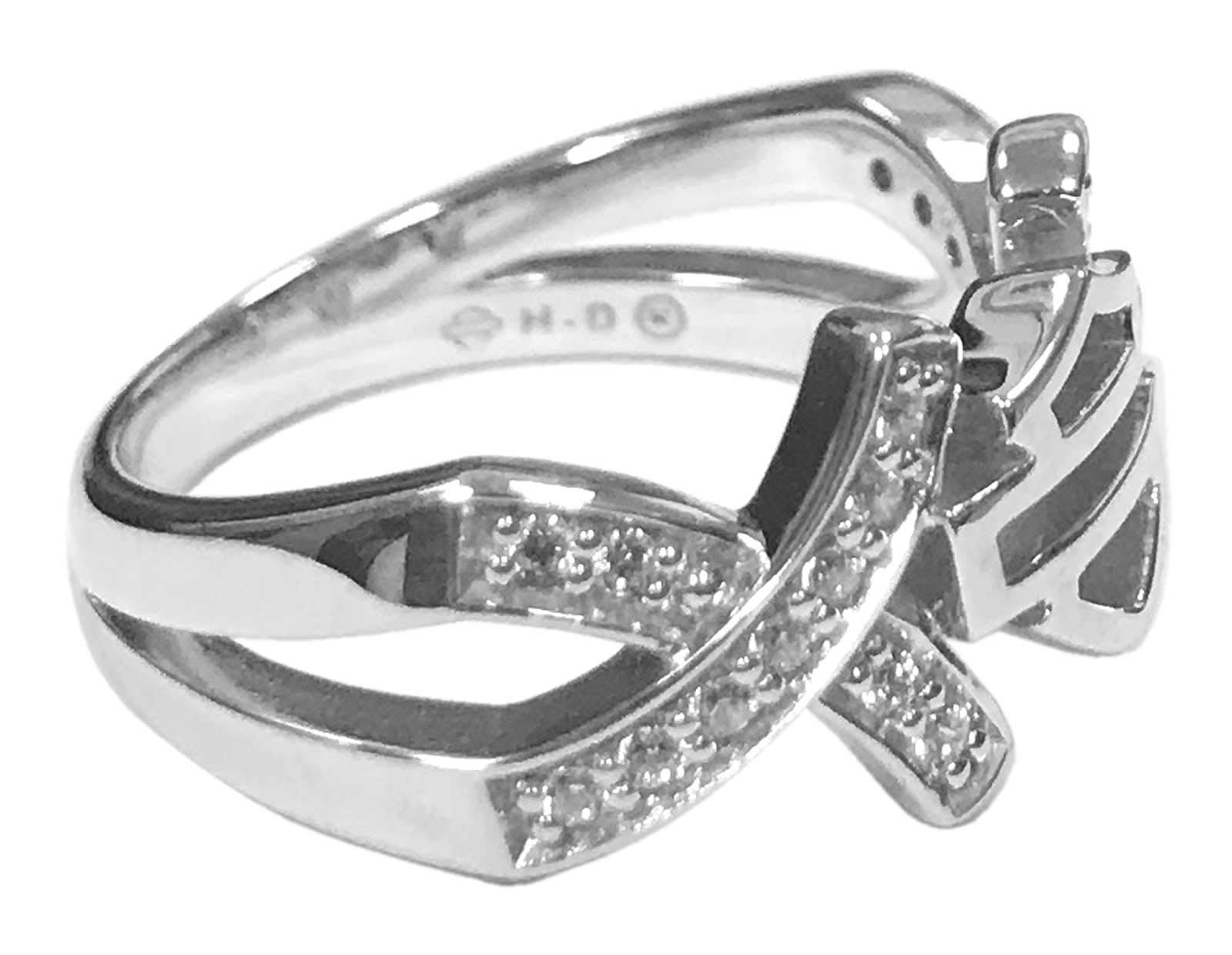 Harley-Davidson Women's Criss Cross White Crystal B&S Ring, Sterling Silver (9)