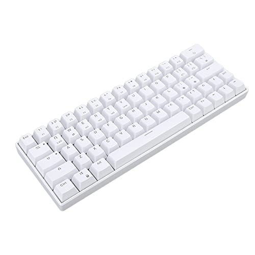 Mechanical Keyboard, 64 Keys RGB Mechanical Gaming Keyboard for PC Laptop Tablet Smartphone, Wireless/BT/Wired 3 Modes Connect, White Computer Keyboard for Windows, for IOS, for Android(Brown Switch)