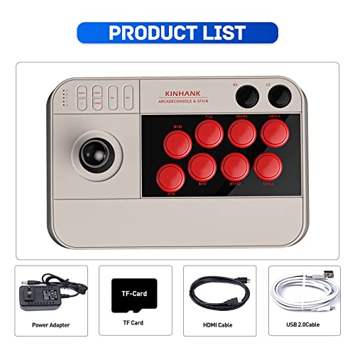 Kinhank Arcade Game Console Built-in 50000+Games, Super Console Arcade Video Game Console S905X3 Chip, 3D Joystick Turbo Function