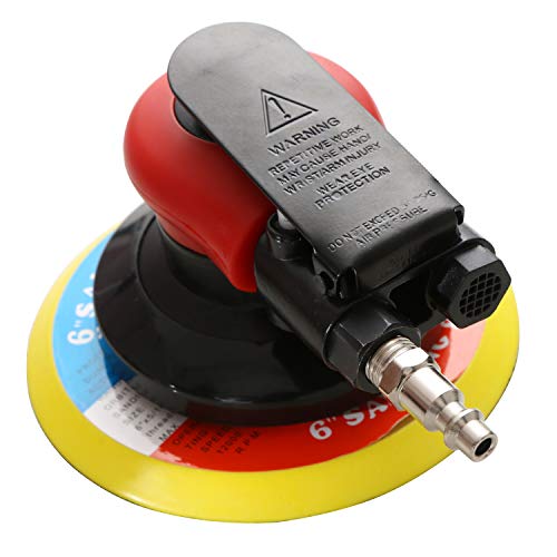 Professional Air Random Orbital Sander, Heavy Duty Dual Action Pneumatic Palm Sander (6 inch, Red)