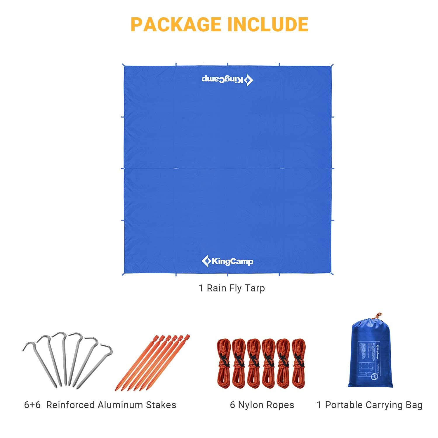 KingCamp Camping Tarp 10ft Oversize Tarp for Camping Lightweight Tearproof Hammock Rain Fly Waterproof Tarp with Silver Coating UPF50+ UV Protection for Backpacking Hiking Traveling Tent Tarps