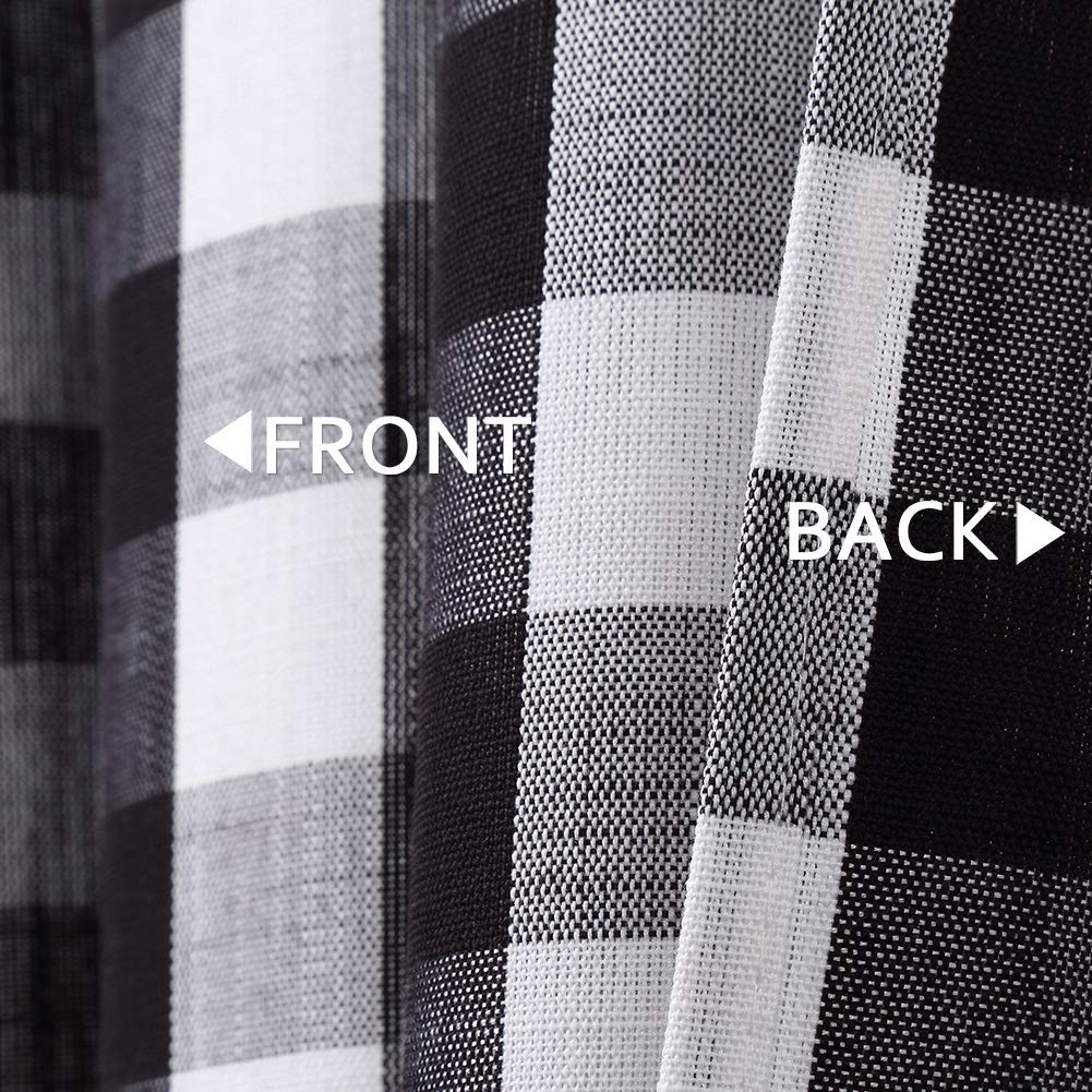 Haperlare Cafe Curtains 36 Inch, Gingham Plaid Rod Pocket Bathroom Window Curtains, Buffalo Check Chic Yarn Dyed Kitchen Window Curtain Sets for Bathroom, 28" x 36", Sage/White, Set of 2