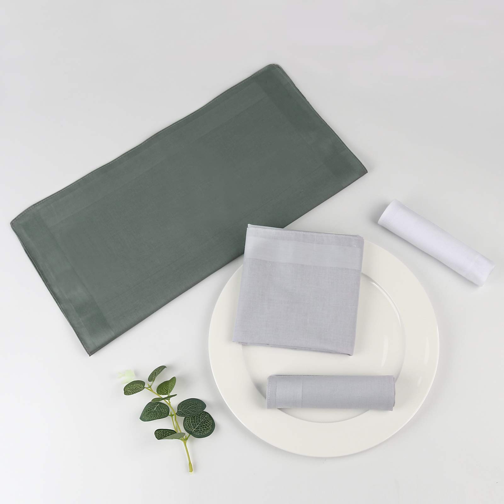 HOULIFE 100% Cotton Women's Men's Handkerchiefs, Solid Stripe Handkerchiefs for Men & Women Soft Cotton Hankies 15.7x15.7 β