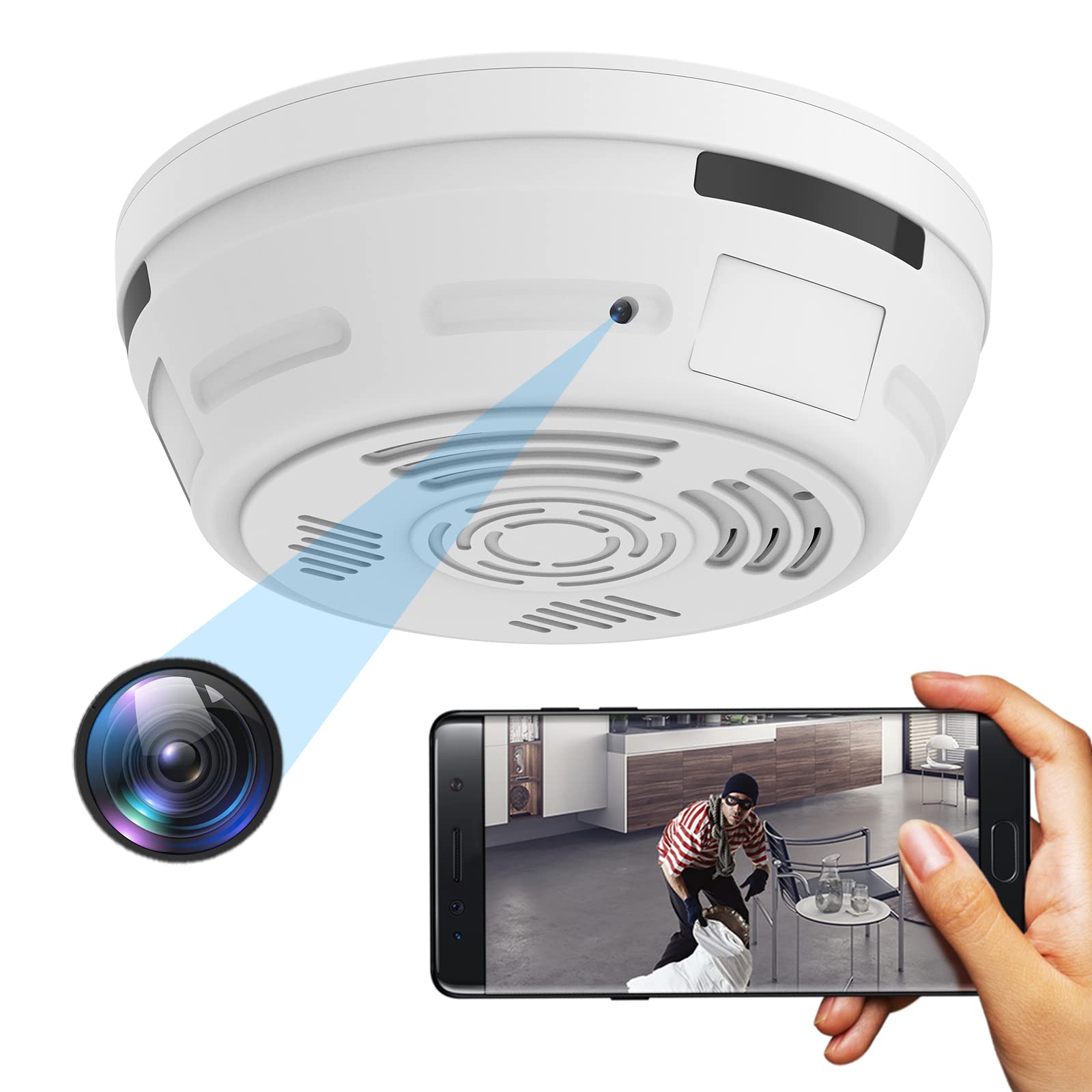 Hidden Camera,Smoke Detector Security Camera with Night Vision Motion Detection,1080P Security Cameras Indoor Wireless, Nanny WiFi Cam, 180 Days Battery Power Instant Alerts Real-Time View Nanny Cam