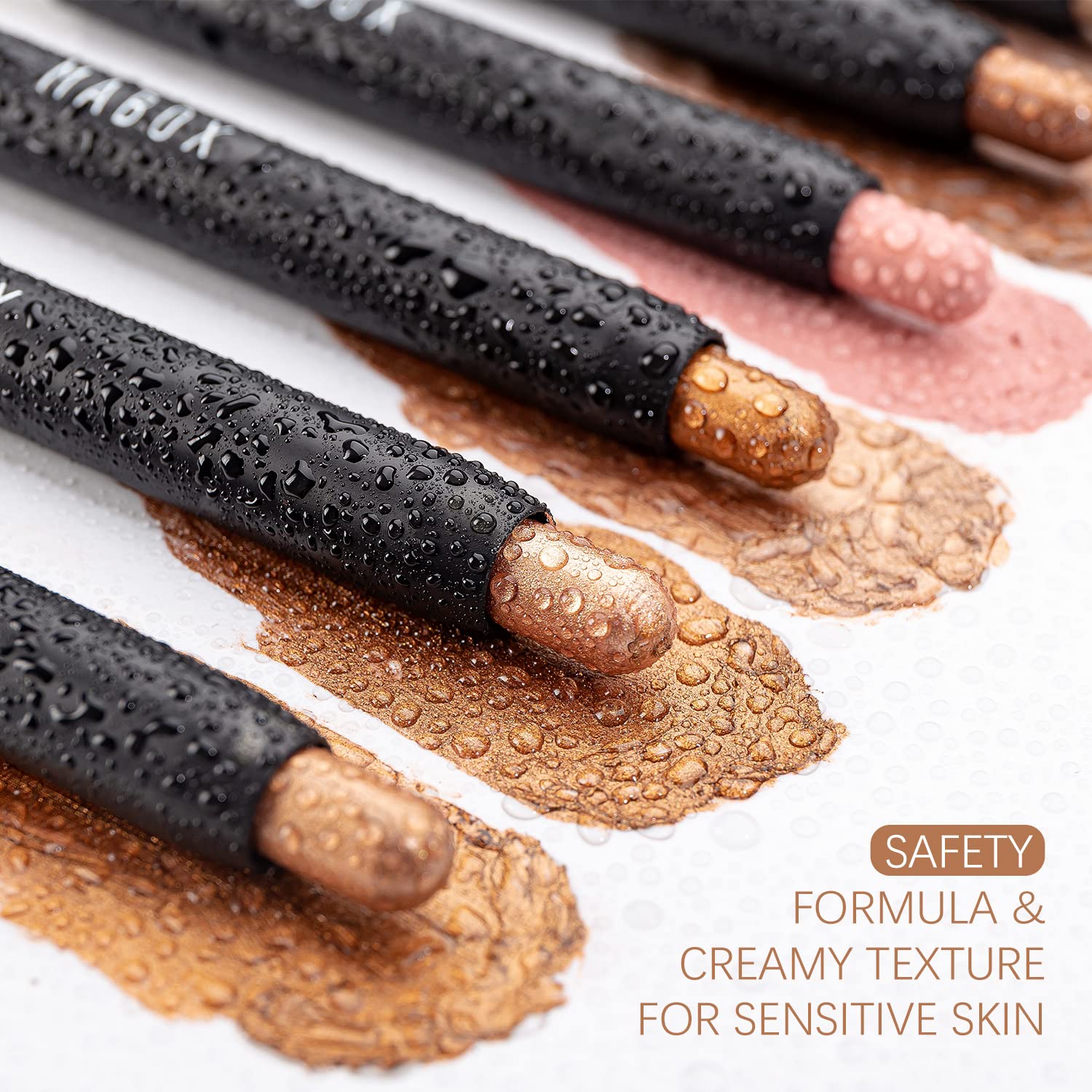 Mabox Eyeshadow Stick 6Pcs - Neutral and Brown Metallic Eye Shadow Stick Makeup - Creamy & Waterproof Eyeshadow Brightener Pencil for Smoky, Luminous and Metallic Eye Makeup