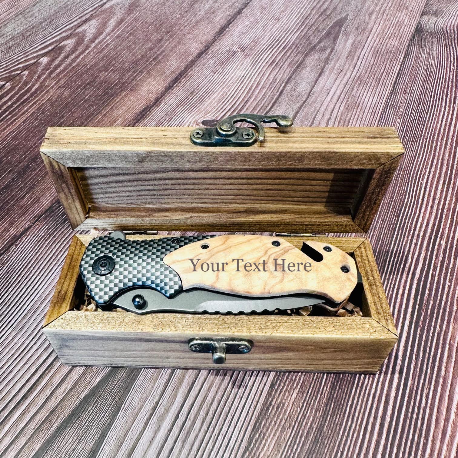 Groovy Guy Gifts Engraved Men's Folding Knife, Pocket Knife For Daily Use, Present For Dad, Husband, Christmas Gifts, Brown