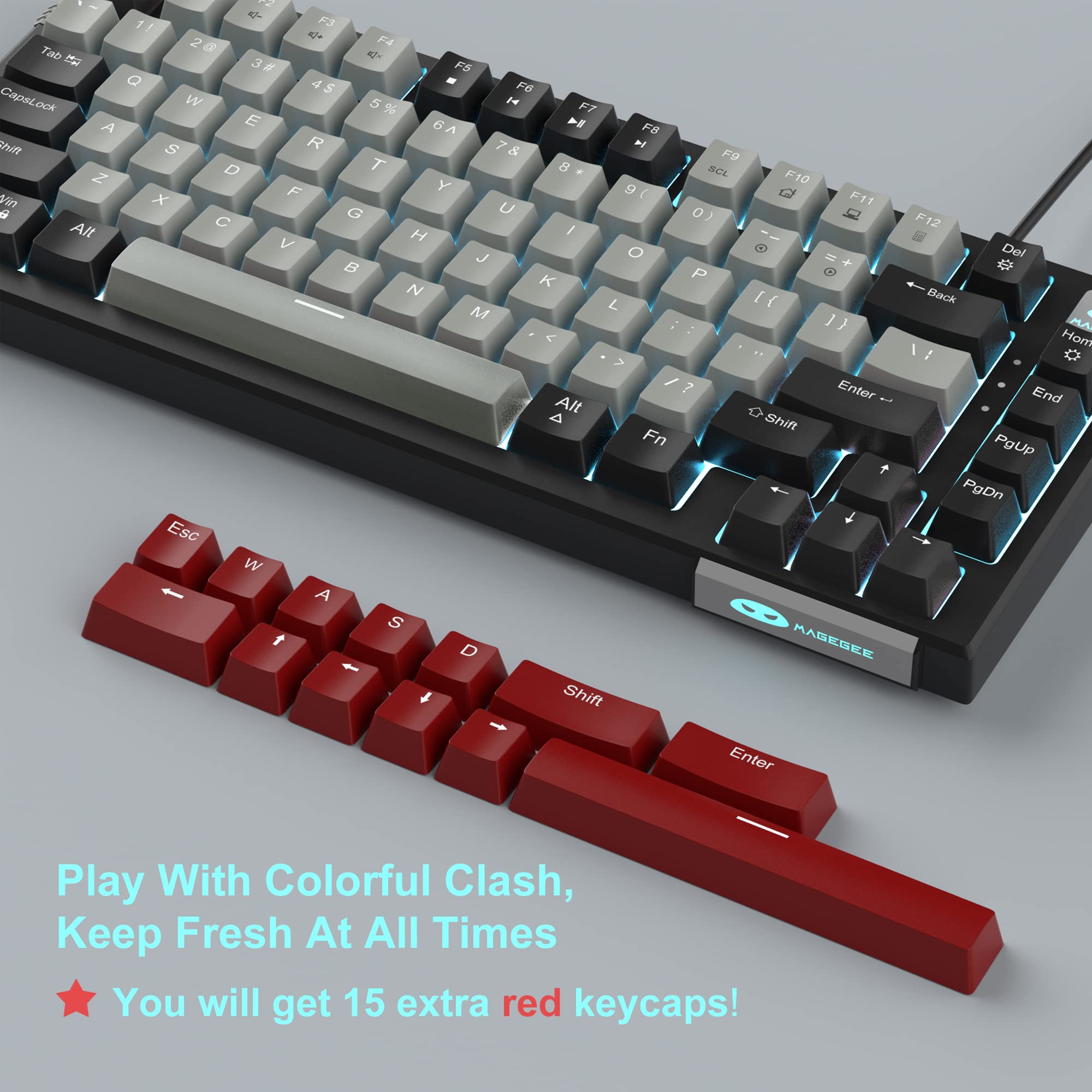 MageGee Mechanical Keyboard, Wired Gaming Keyboard Backlit Ultra-Slim USB Keyboards with Red Switches 81 Keys for PC Windows Computer Laptop(Black Grey)…
