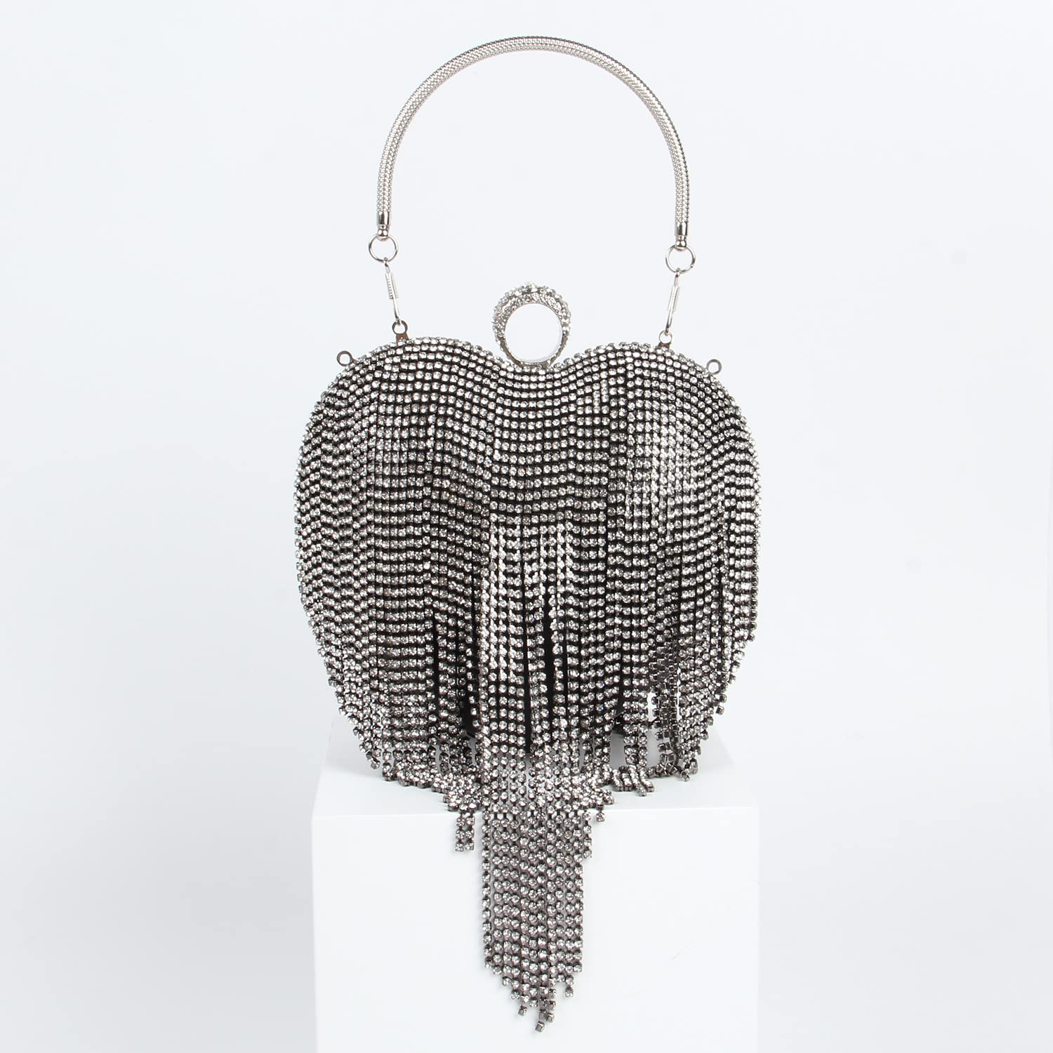 Lanpet Women Luxury Handbag Heart Shape Tassel Evening Clutch Bag for Wedding Bridal Party Prom