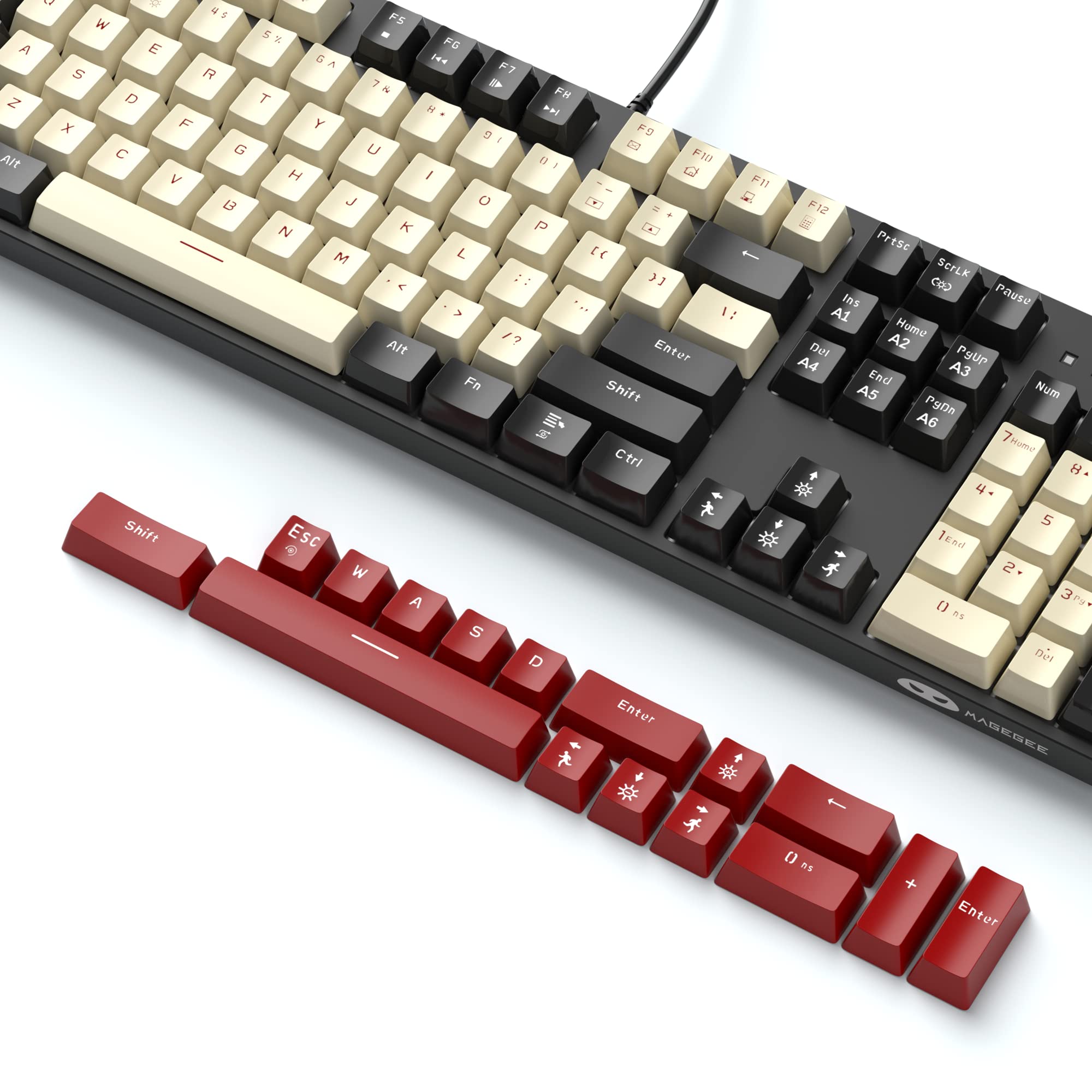 MageGee Mechanical Gaming Keyboard MK-Armor LED Blue Backlit and Wired USB 104 Keys Keyboard with Red Switches, for Windows PC Laptop Game(Black&White)…