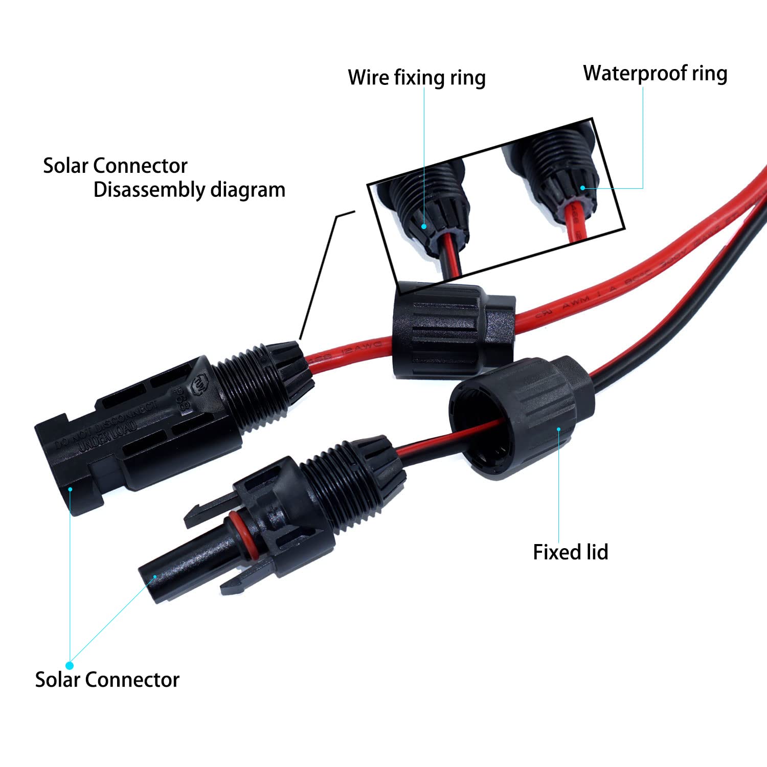 iHaospace Solar to XT60 Extension Cable 10FT 10AWG, Solar Panel Connector to XT60 Adapter Charging Cable Compatible for EcoFlow River and Delta 2 Pro Max Bluetti EB55 Anker 757 767 Power Station