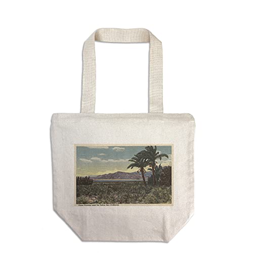 Lantern Press View of Dates Growing Near The Salton Sea (100% Cotton Canvas Reusable Tote Bag)