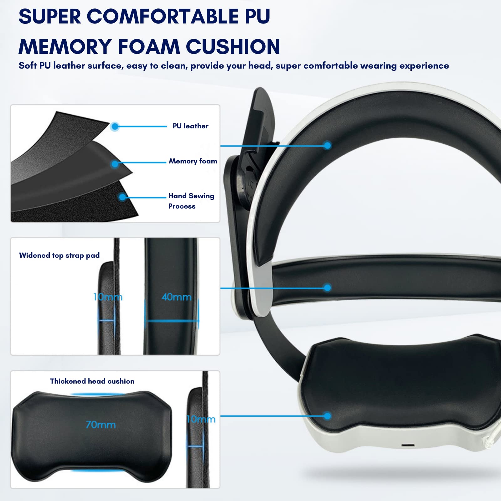 Meisuk 5200mAh Built-in Rechargeable Head Strap for Oculus Quest2 with Enhanced VR Support and Comfort. (White)