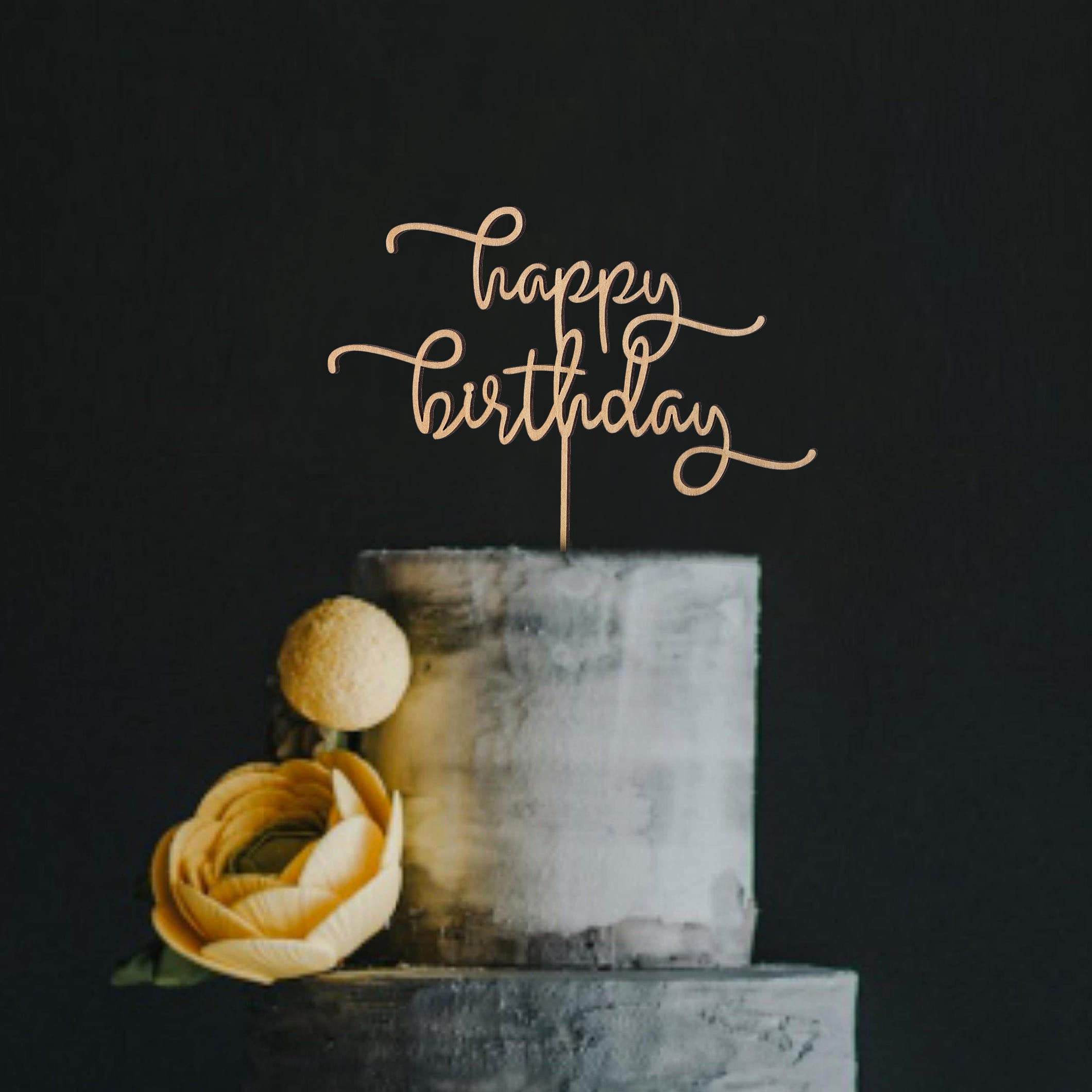 Happy Birthday Cake Topper - High-end Basswood Craft Durable Multifunctional Cake Topper, Wooden Textured Cake Decoration for Birthday Party Decoration,the Best Souvenirs for Family and Friends.