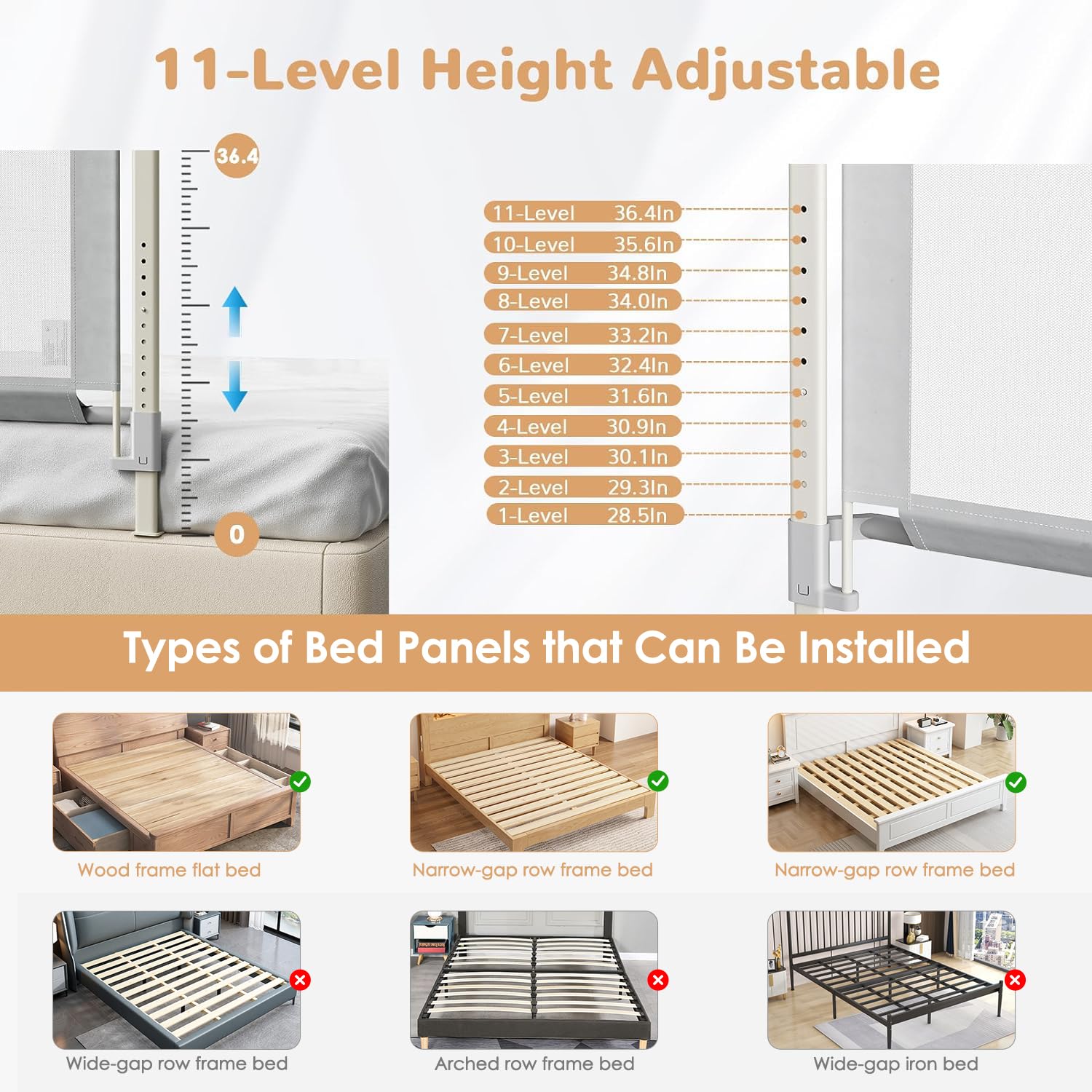 Ixdregan Bed Rail for Toddlers - 2023 SafePlus Toddler Bed Rail with Adjustable Height, Independent Lift Baby Bed Rail Guard, CompatMax Bed Rails for King Full Twin Queen Bed (74.8",Gray,1 Piece)