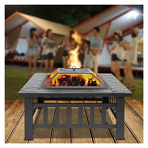 LIUXUEFE Fire Pit, Heater Brazier, Garden Portable Table Stove, BBQ Terrace Camping Fire Bowl with Accessories