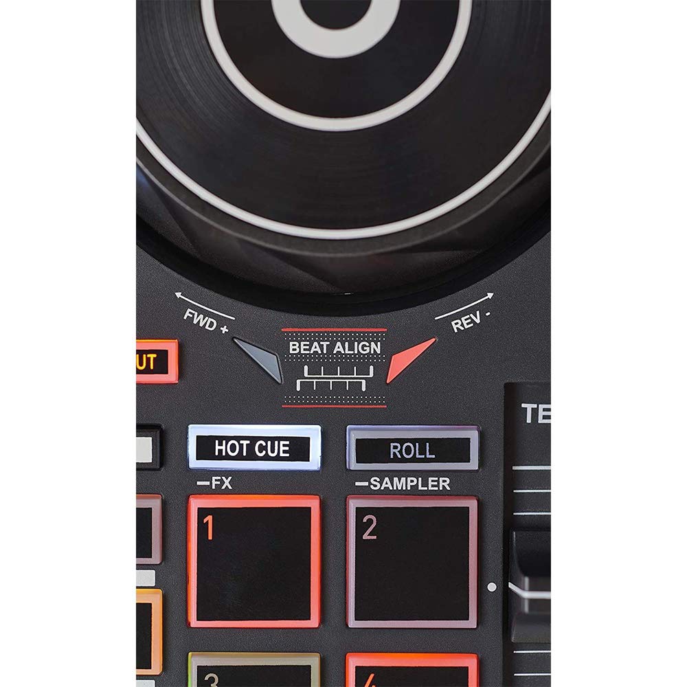 HERCULES AMS-DJC-INPULSE-200 DJControl Inpulse 200 2-Channel DJ Controller for DJUCED Bundle with Bytech Stereo Headphones DJ Style Headset (White)