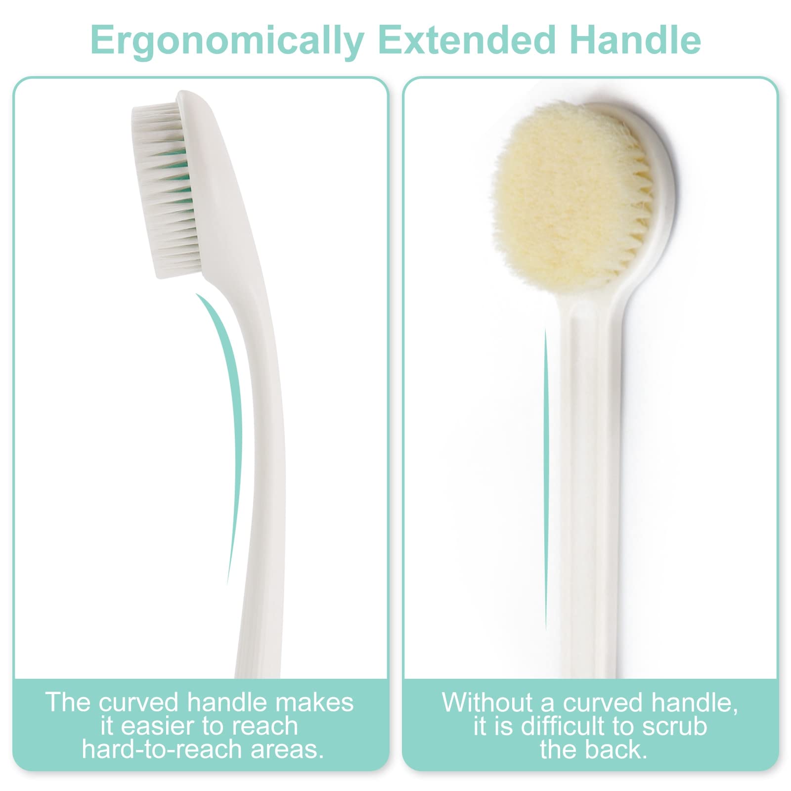 HONZUEN Bath Body Brush with Lengthen and Thicken Soft Bristles, Wet or Dry Brushes for Improves Lymphatic System, Stimulates Blood Circulation Exfoliator, Shower Back Brush Long Handle for Women Men