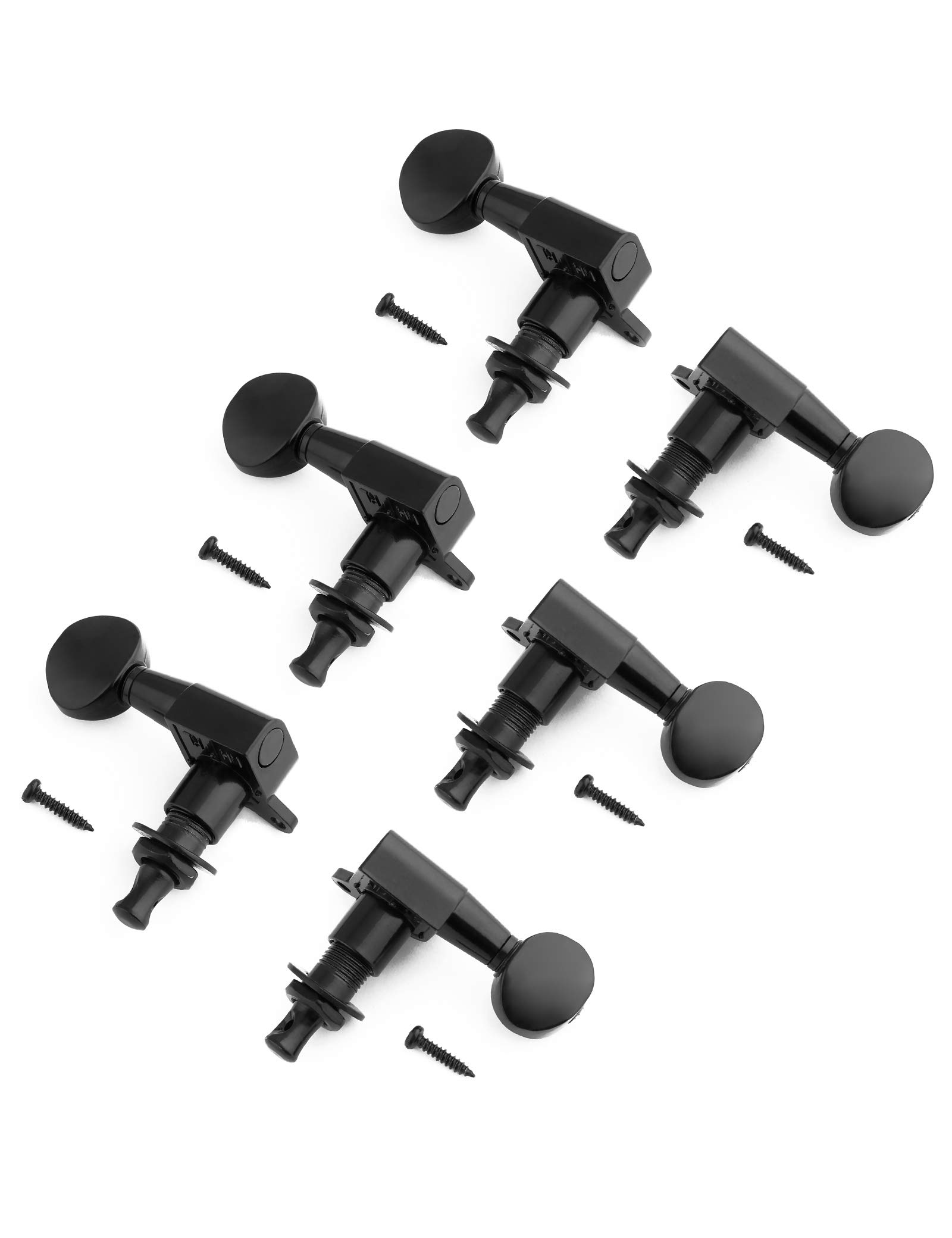 Holmer Guitar String Tuning Pegs Tuning Machines Sealed Machine Heads Grover Tuners Tuning Keys Oval Button 3 Left 3 Right for Electric Guitar or Acoustic Guitar Black.