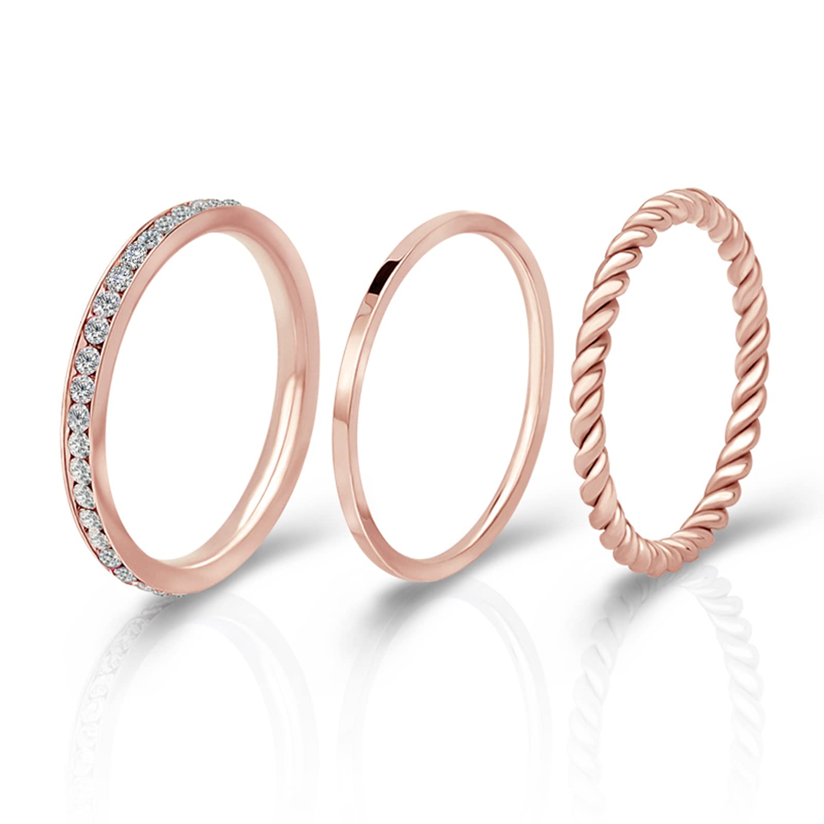 Joacii Engagement Rings for Women Rose Gold Plated Knuckle Rings Aesthetic Rings Set Comfort Fit Size 8
