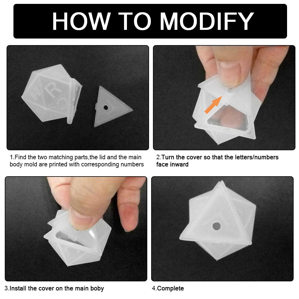 Juanya Dice Molds for Resin, 19 Styles Polyhedral Game Silicone Resin Dice Molds with Mixing Sticks, Finger Cots, Cups, Droppers and Acrylic Paints for Resin Lovers Table Games DIY Making